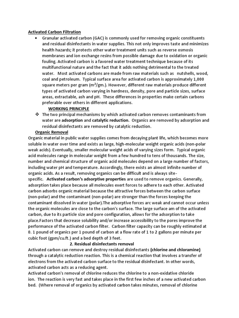 Activated Carbon | PDF | Adsorption | Water Purification