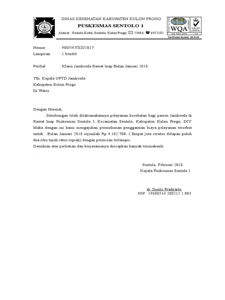 Surat Permohonan Klaim | PDF