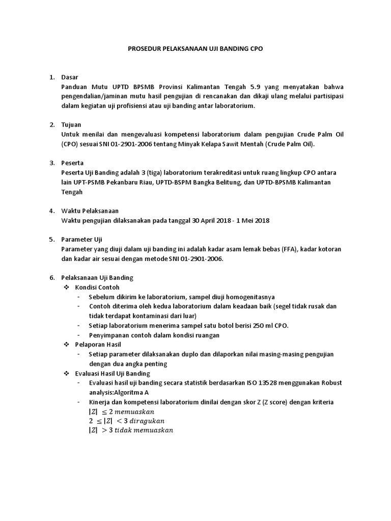 Prosedur Uji Banding Cpo | PDF