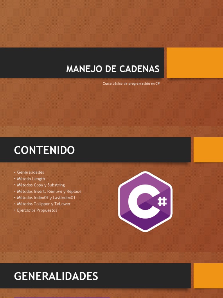 Curso de C# - Manejo de Cadenas | PDF | Cadena (informática) | C Sharp ... Curso de C# - Manejo de Cadenas | PDF | Cadena (informática) | C Sharp ...