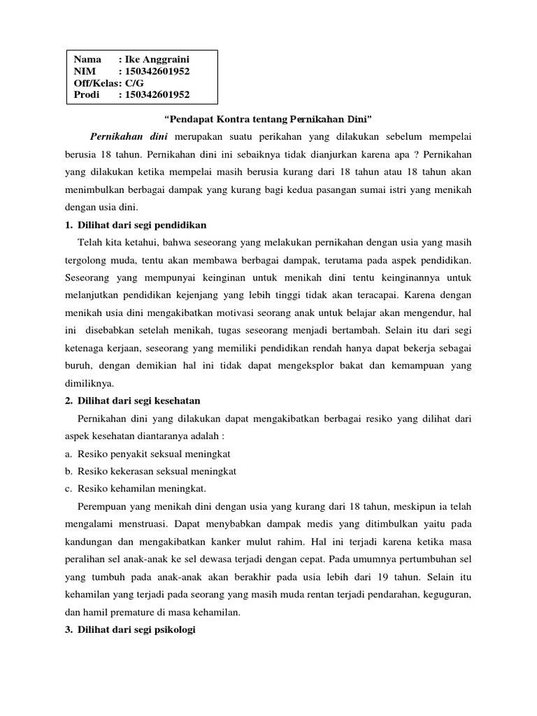 Artikel Pro Dan Kontra Pernikahan Dini | PDF Artikel Pro Dan Kontra Pernikahan Dini | PDF