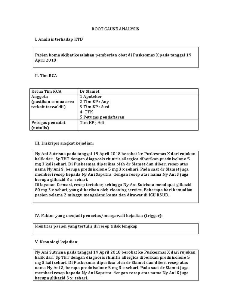 Contoh Form Fmea Dan Rca | PDF