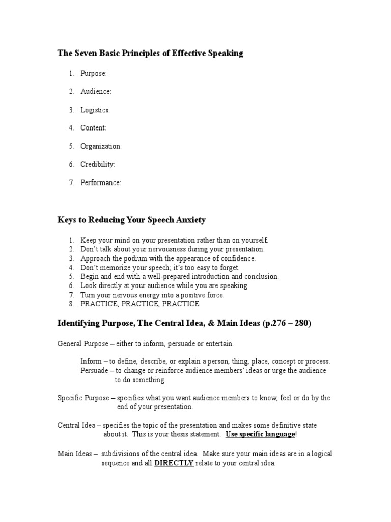 The Seven Basic Principles of Effective Speaking | PDF | Idea | Reference
