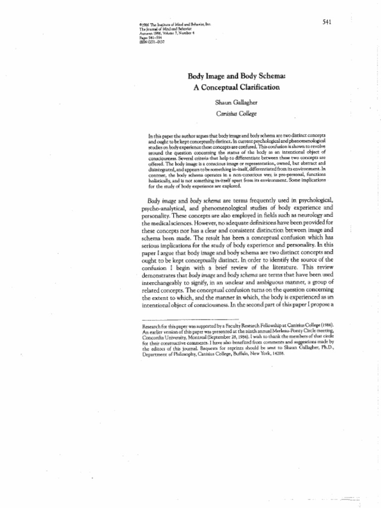 Gallagher Body Image Body Schema | PDF