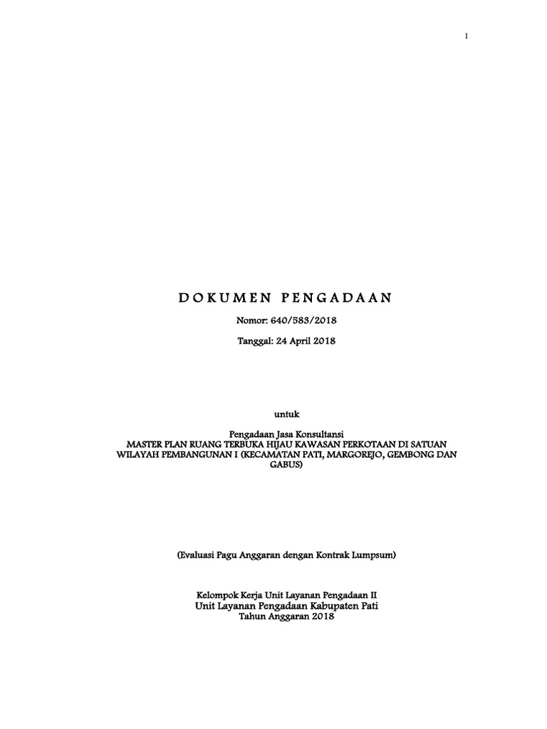 Dok Pengadan Masterplan RTH | PDF