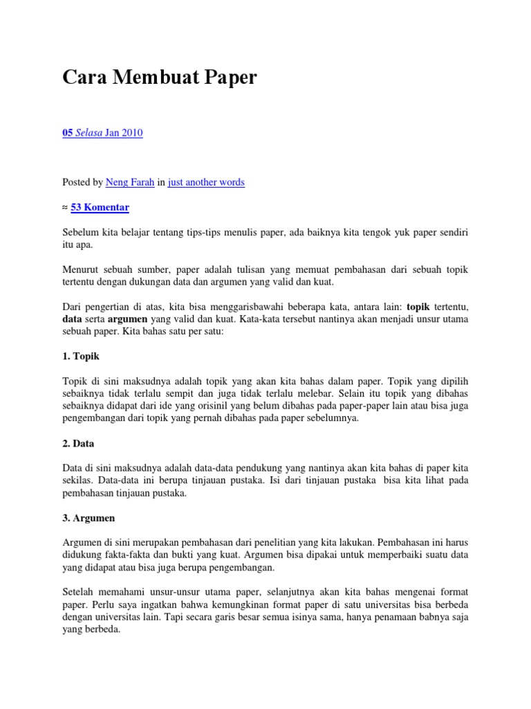 Cara Membuat Paper | PDF