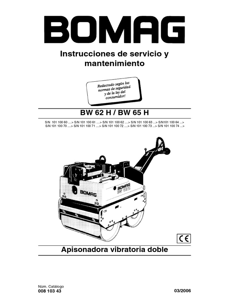 BOMAG BW 65H Manual Instrucciones | PDF | Batería (electricidad) | Tubo ...