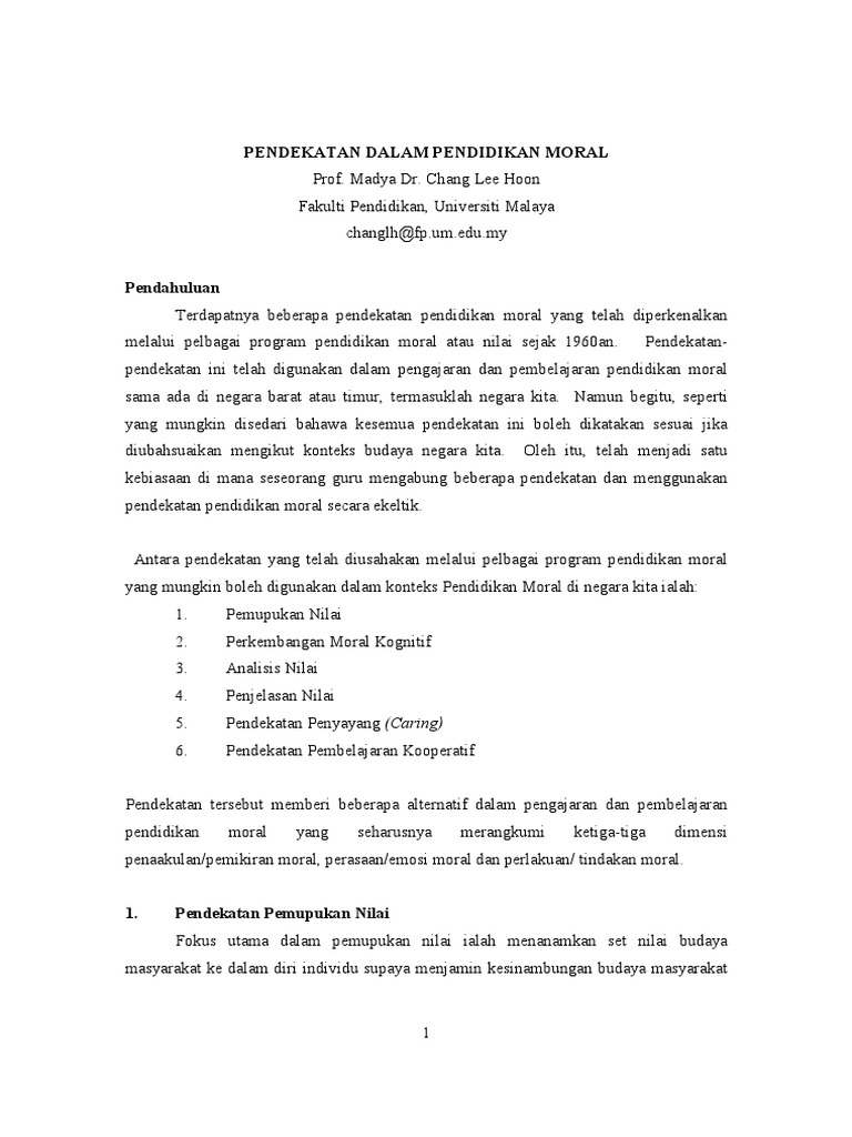 Pendekatan Pendidikan Moral PDF | PDF | Karier & Perkembangan