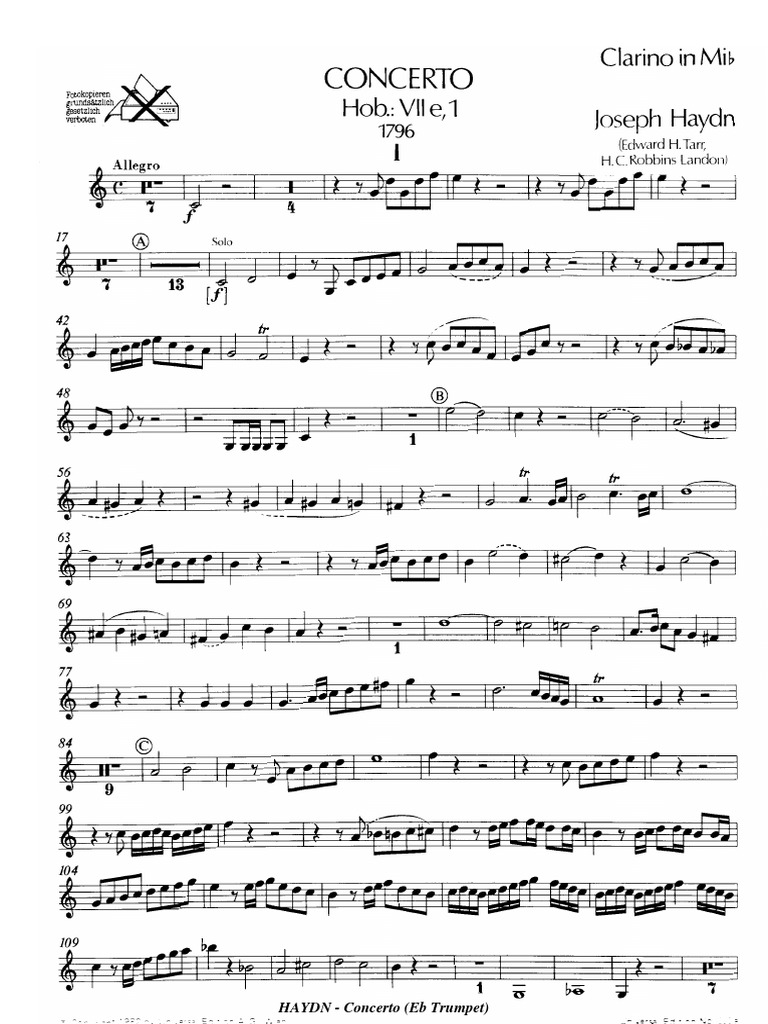 HAYDN - Concerto (Ed. Edward Tarr) (Eb Trumpet) +++rodape | PDF