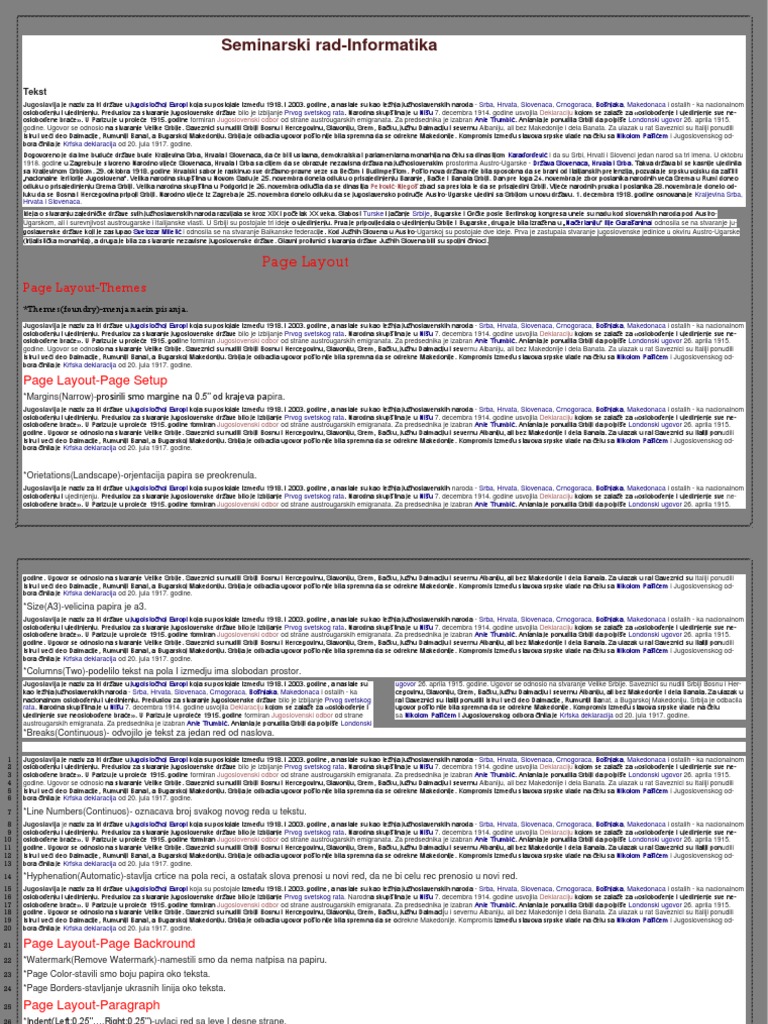 Seminarski Rad-Informatika: Page Layout | PDF