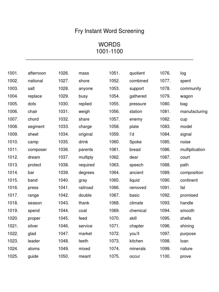 Sight Words 1000-300011 | PDF | Nature