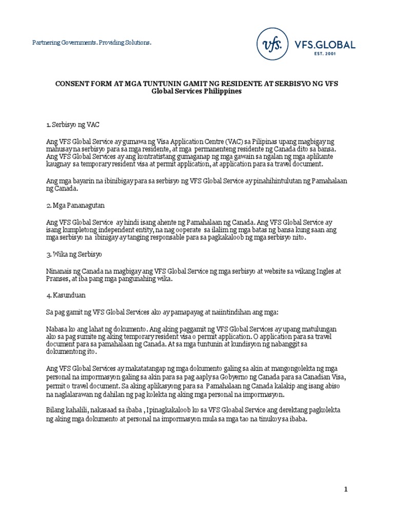Philippines Vfs Consent Form | PDF