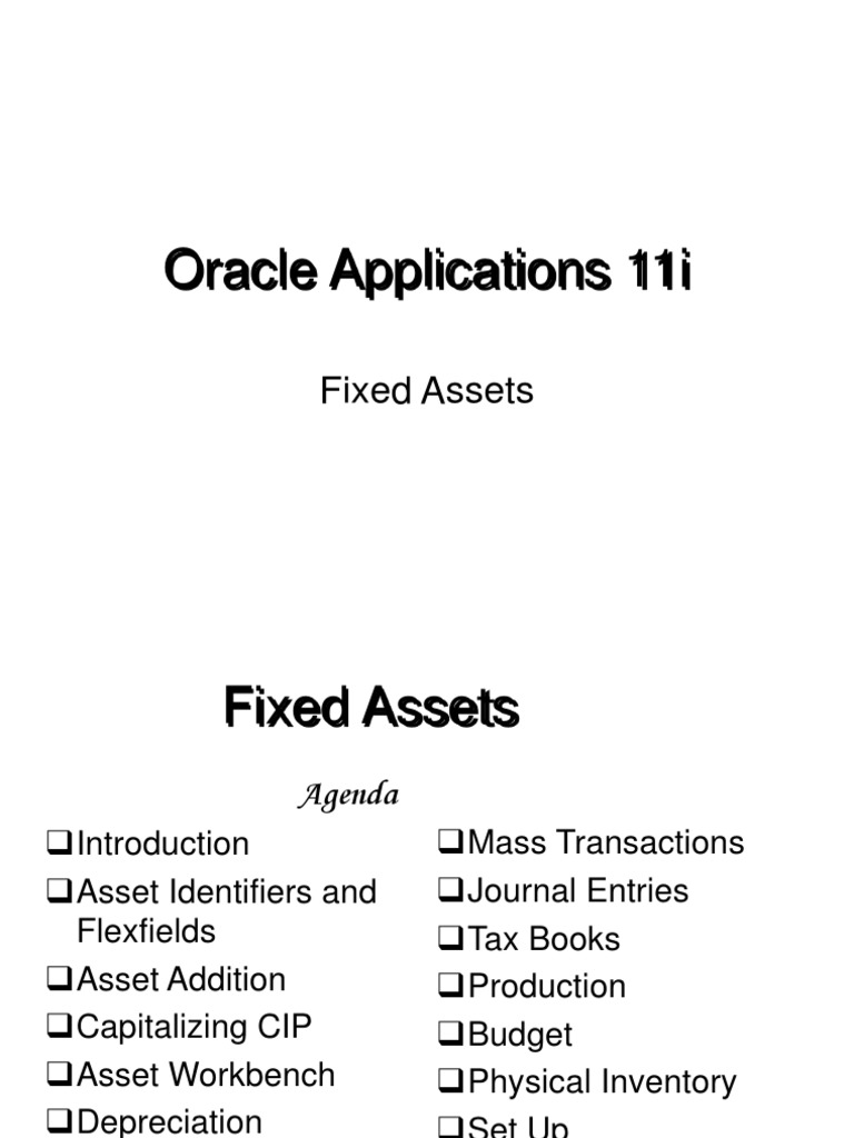 Oracle Fixed Assets Pdf Accounts Payable Depreciation