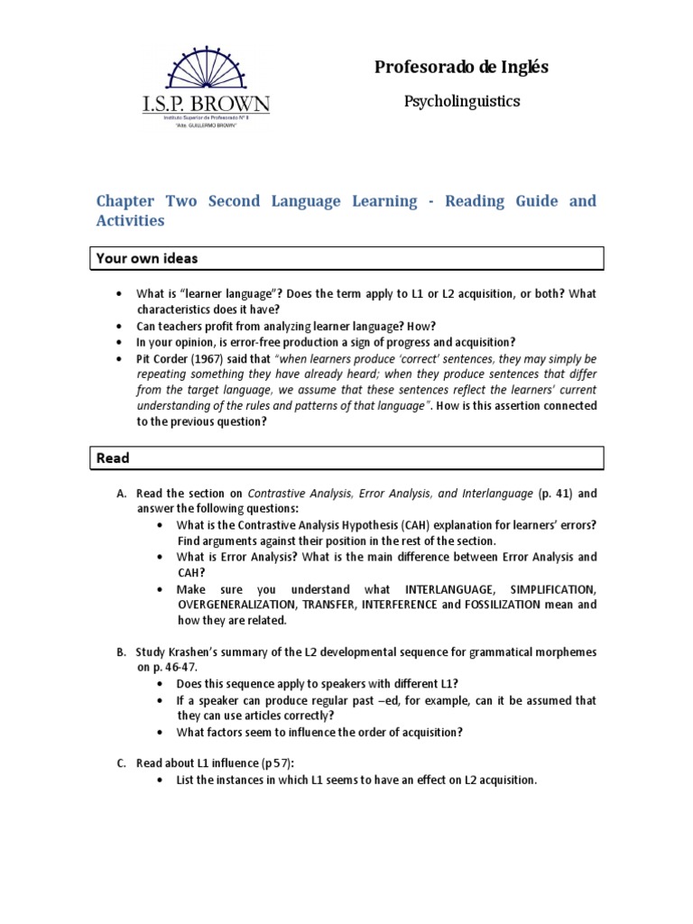 Chapter Two Second Language Learning | PDF | Second Language ...