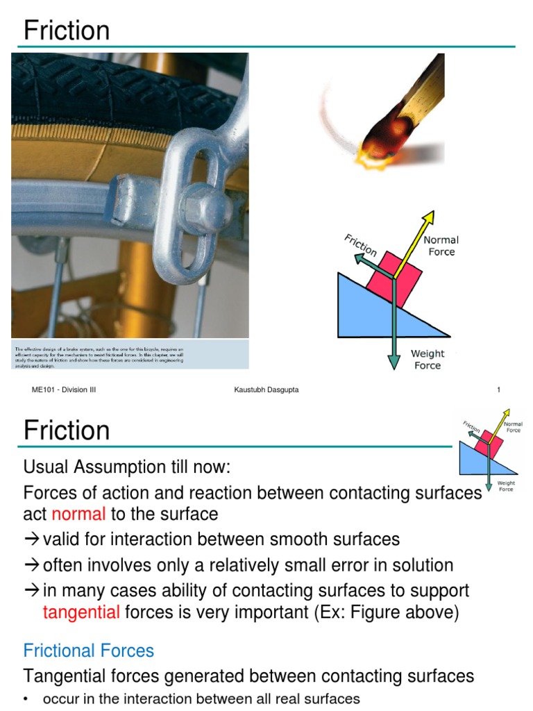 ME101 Lecture12 KD | Friction | Chemical Equilibrium