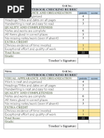 Rubrics For Notebook Checking | PDF | Writing