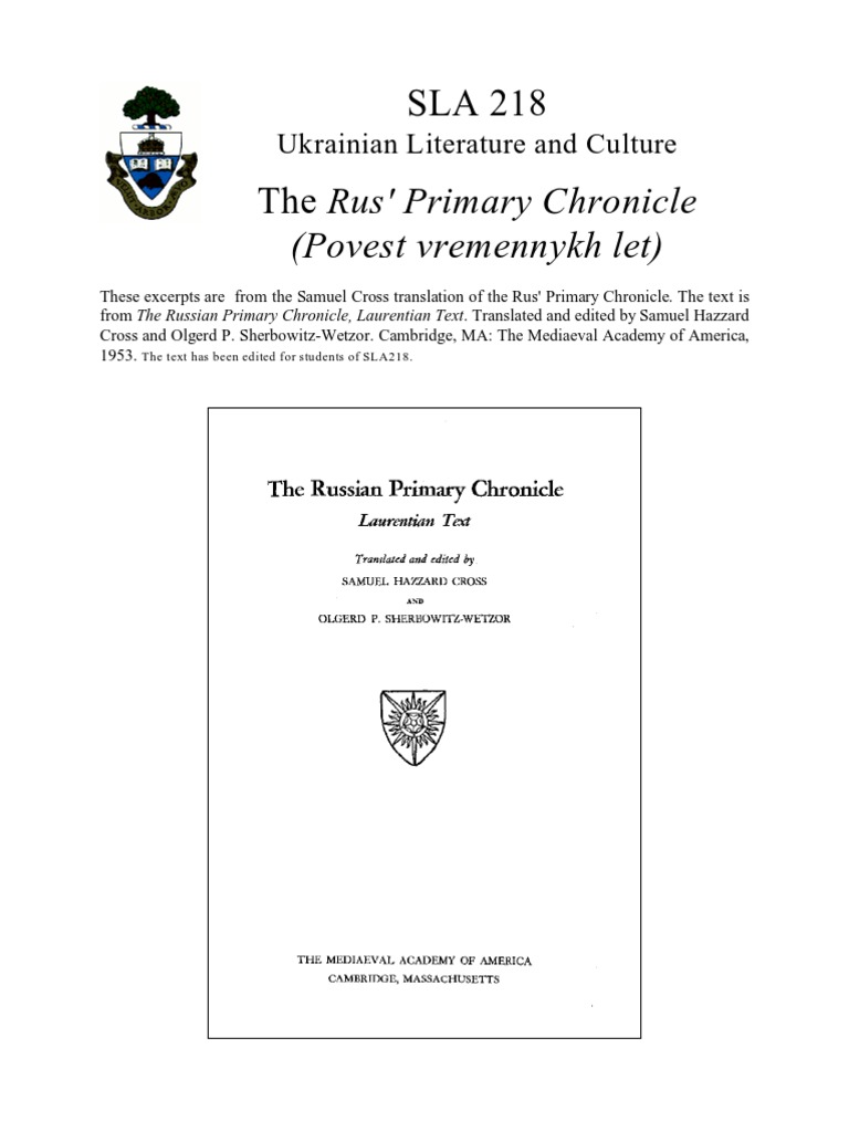 The Rus' Primary Chronicle | PDF | History