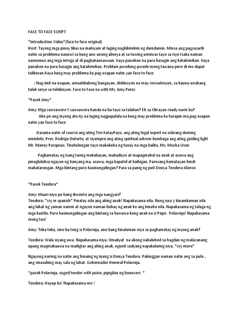 Face To Face Script | PDF