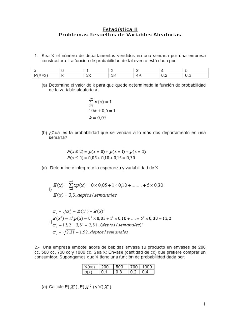 Problemas Resueltos de Variables Aleatorias (EstadisitcaII 2014) | PDF | Función de densidad de ...