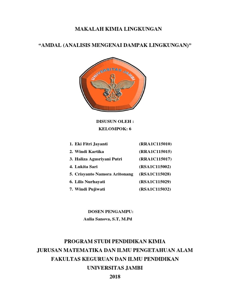 Makalah Kimia Lingkungan "Amdal (Analisis Mengenai Dampak Lingkungan ...