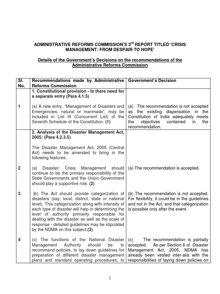 ARC Report On Disaster Management | PDF | Emergency Management | Risk ...