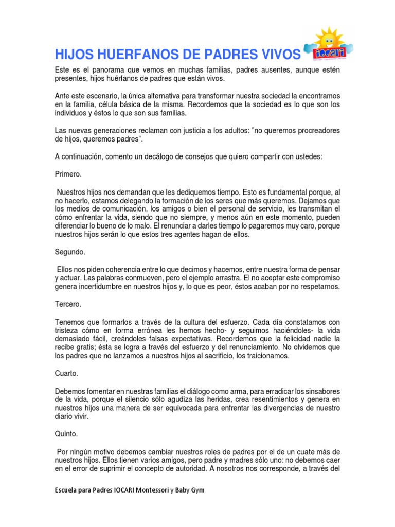 Hijos Huerfanos de Padres Vivos | PDF | Felicidad | Amor