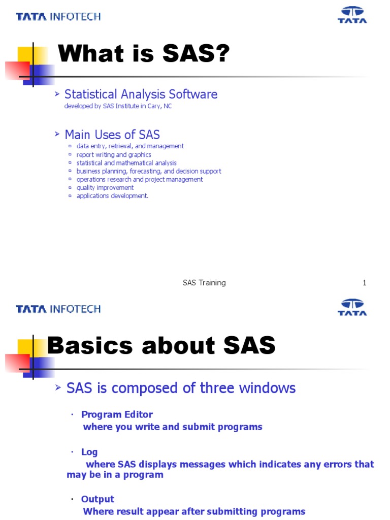 What Is Sas Statistical Analysis Software Main Uses Of Sas Pdf
