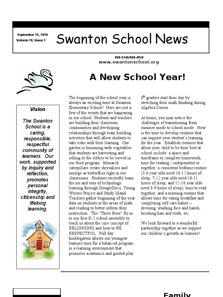 Swanton School News 9.20.10 | PDF | Learning | Behavior Modification