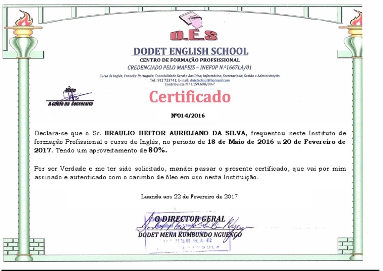 Certificado de Ingles | PDF