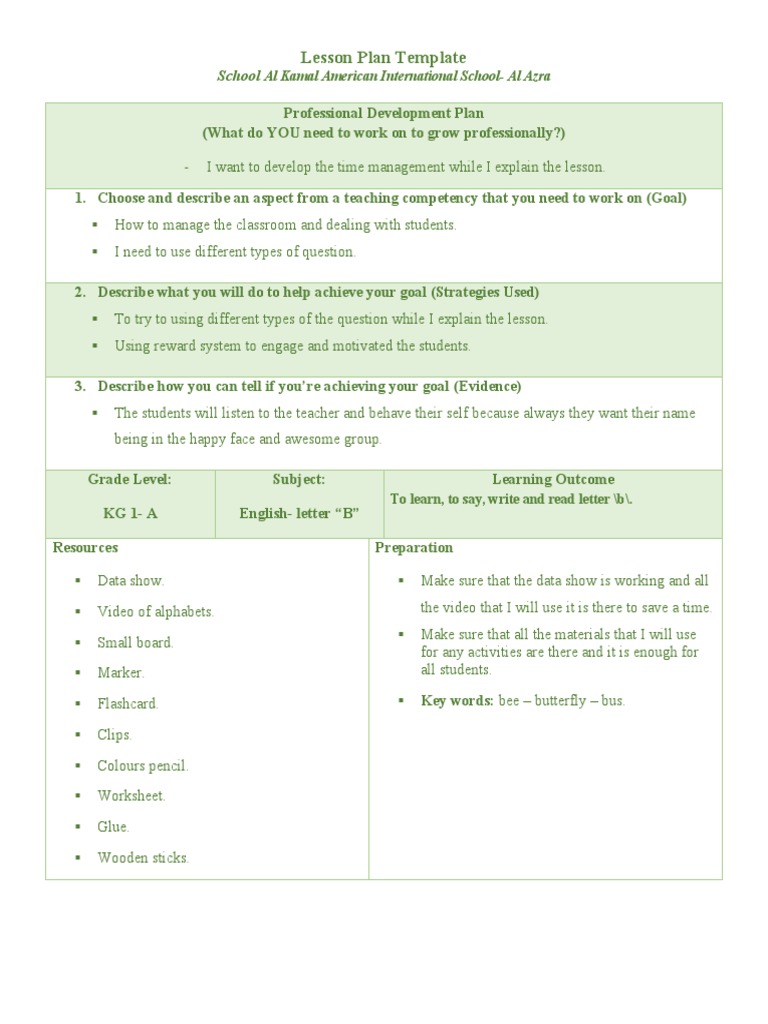 Lesson Plan - Letter B | PDF | Lesson Plan | Teachers