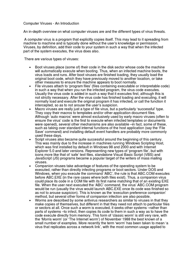 Computer Viruses - An Introduction | PDF | Computer Virus | Booting