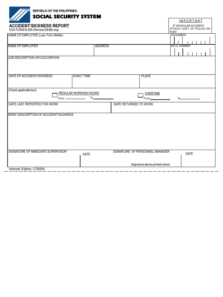 SSSForm EC Accident Sickness Report | PDF | Labor | Social Institutions