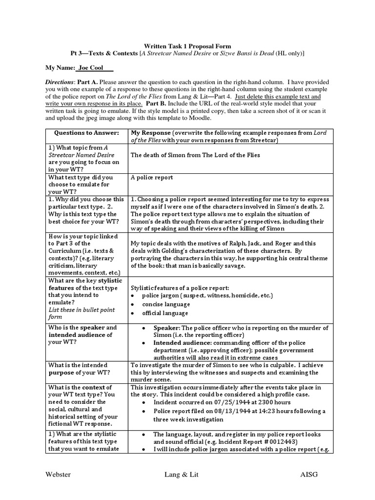 Written Task 1 Proposal Template With LoF Example | PDF | Police ...