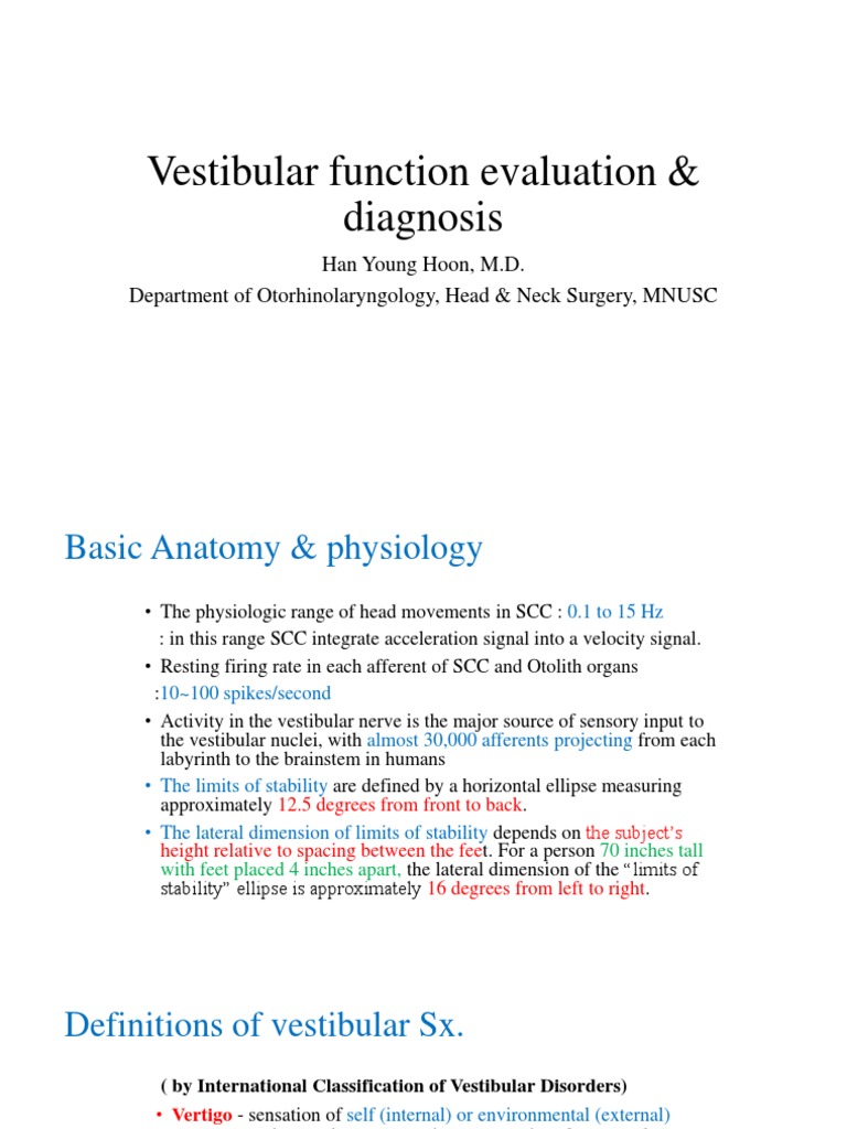 Vestibular function evaluation guide | PDF | Vertigo | Vestibular System