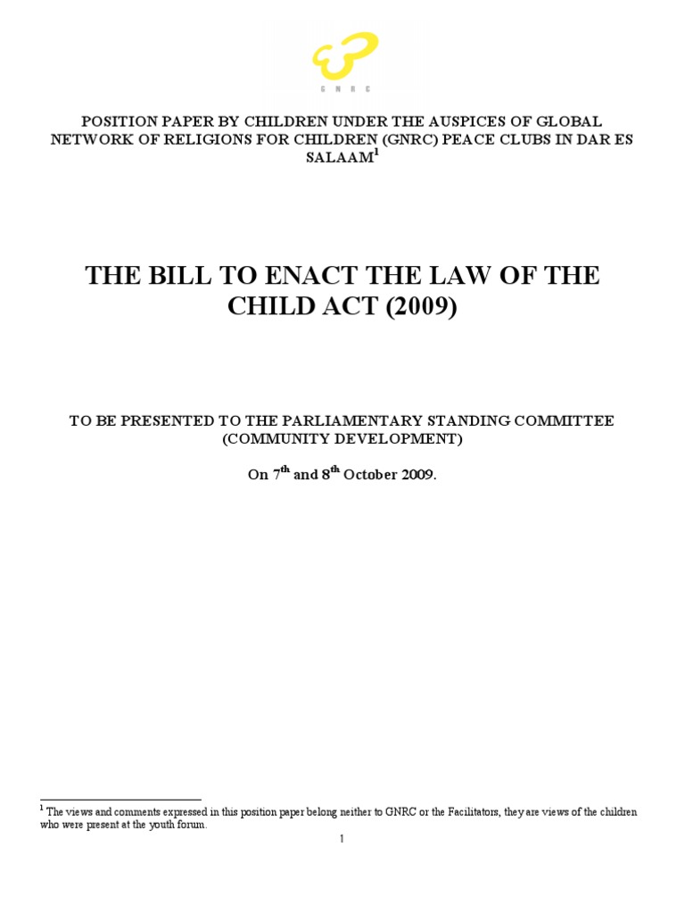 Children's Position on Child Law 2009 | PDF | Juvenile Court | Peace