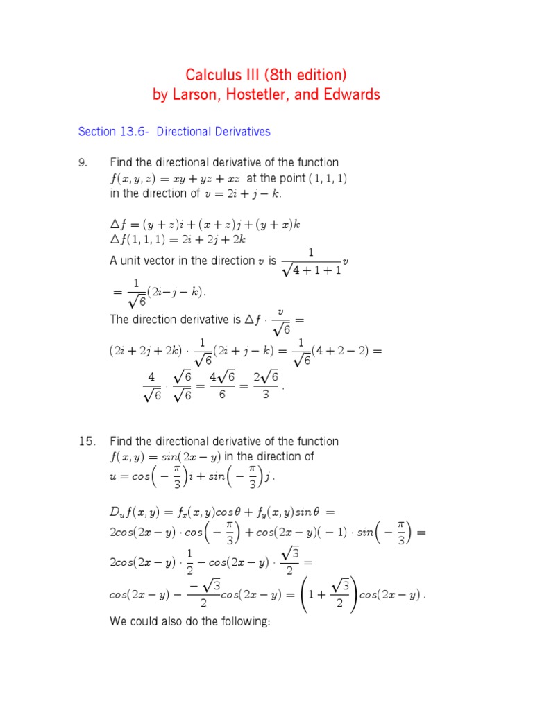 Calculus III (8th Edition) by Larson, Hostetler, and Edwards | PDF ...
