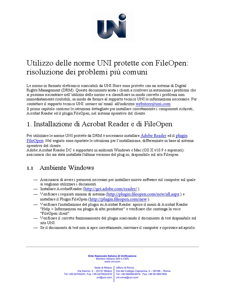 Installation Instructions and Troubleshooting Guide for Viewing DRM-Protected UNI Standards ...