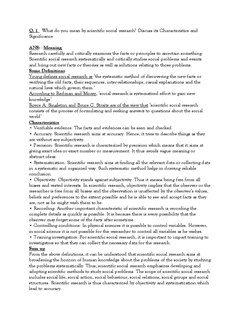 Scientific Social Research Meaning and Defination | PDF | Social ...