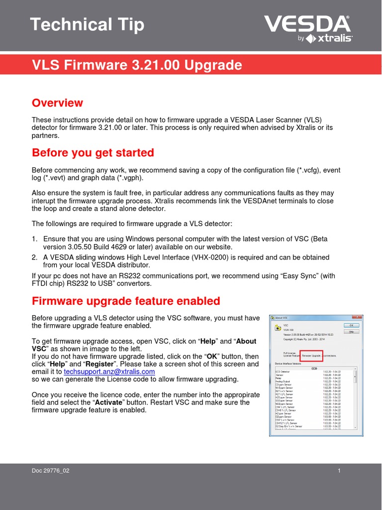 02 Vesda Tech Tip VLS Firmware Upgrade Lores PDF | PDF | Personal ...