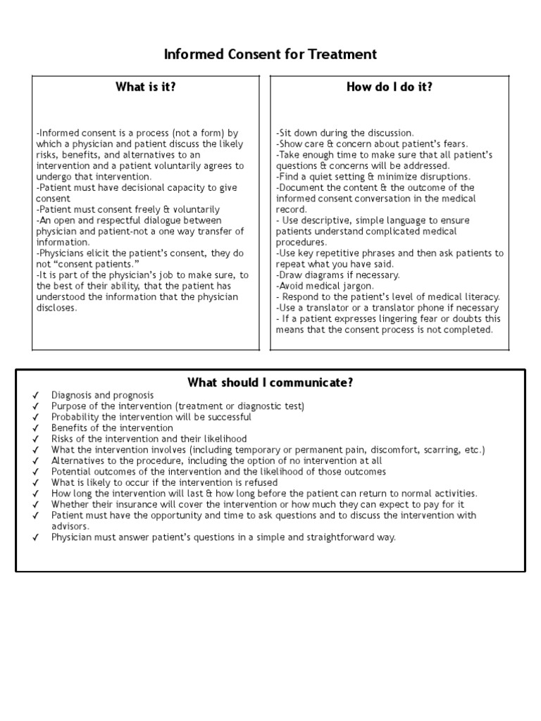 Informed Consent For Treatment: What Is It? Howdoidoit? | PDF ...