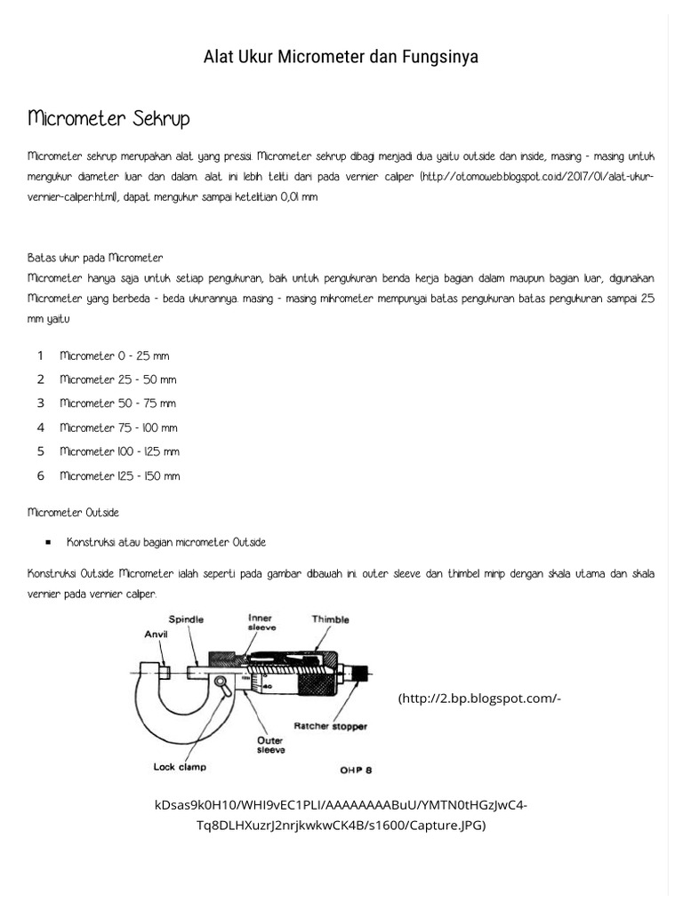 Fungsi dan Kalibrasi Mikrometer | PDF | Teknologi & Rekayasa