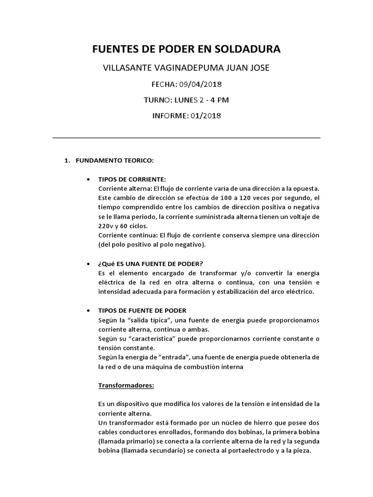 Fuentes de Poder en Soldadura | PDF | Soldadura | Construcción