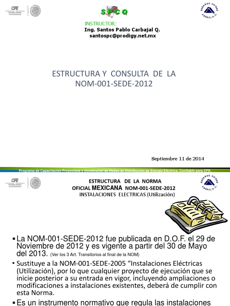 Requisitos técnicos de la Norma Oficial Mexicana NOM-001-SEDE-2012 para ...