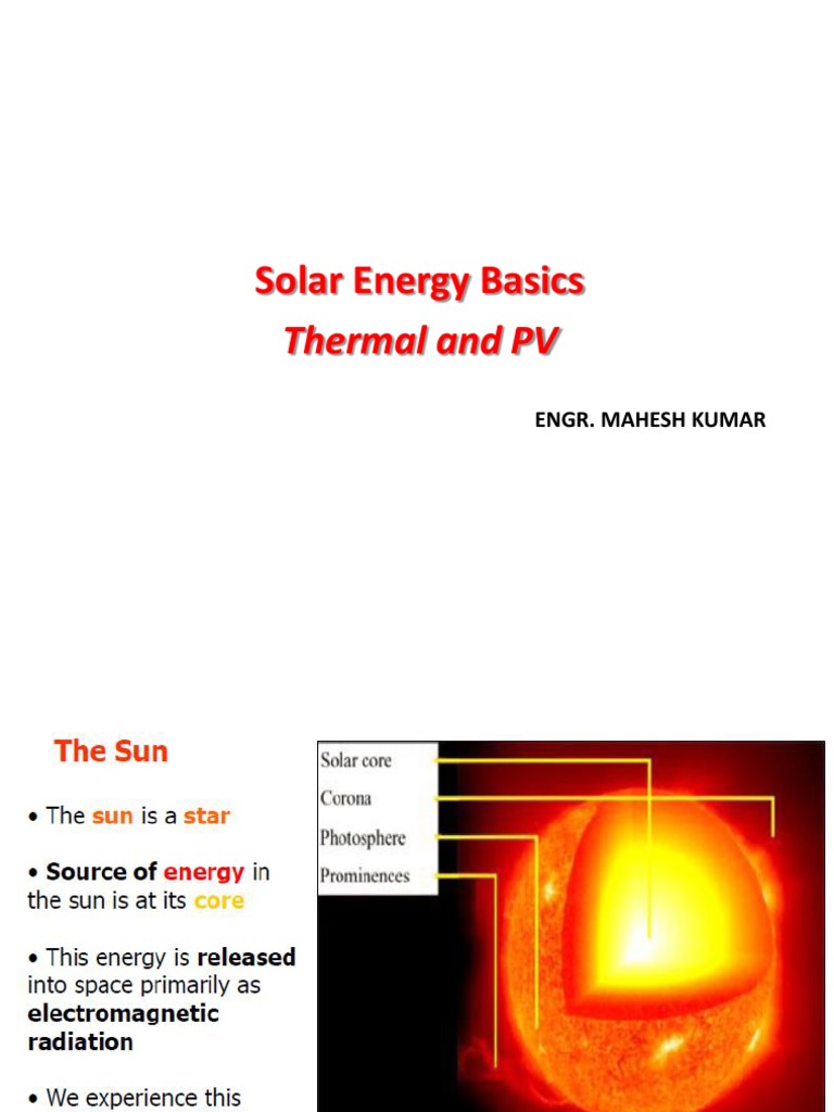Solar Energy Basics: Thermal and PV | PDF | Band Gap | Photovoltaics