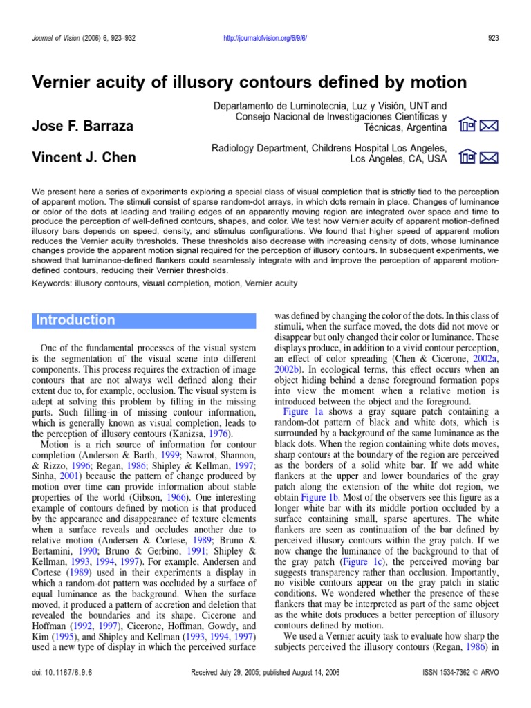 Vernier Acuity of Illusory Contours Defined by Motion: Jose F. Barraza ...