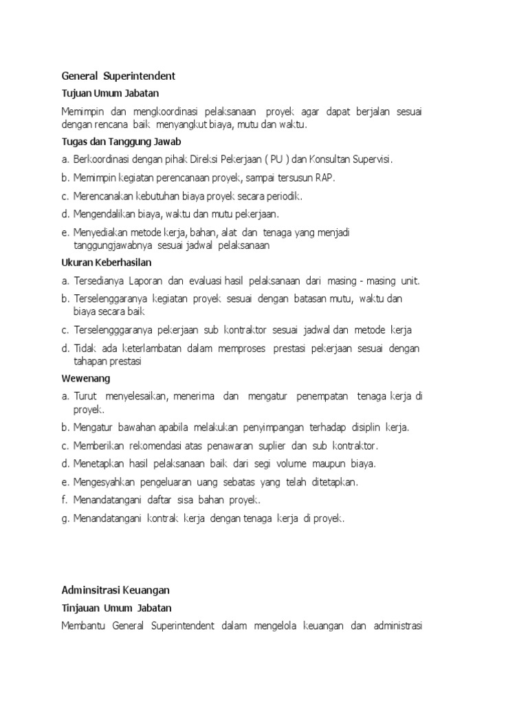 Tugas Dan Tanggung Jawab Personil Proyek | PDF Tugas Dan Tanggung Jawab Personil Proyek | PDF