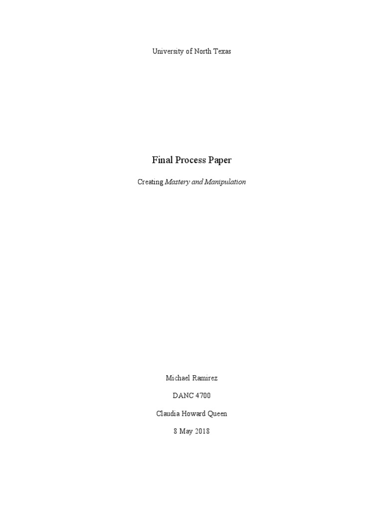 Final Process Paper: University of North Texas | PDF | Dances | Musical ...