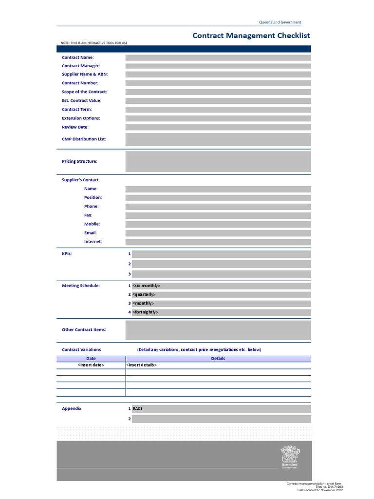 Contract Management Plan Template | PDF | Computing | Business