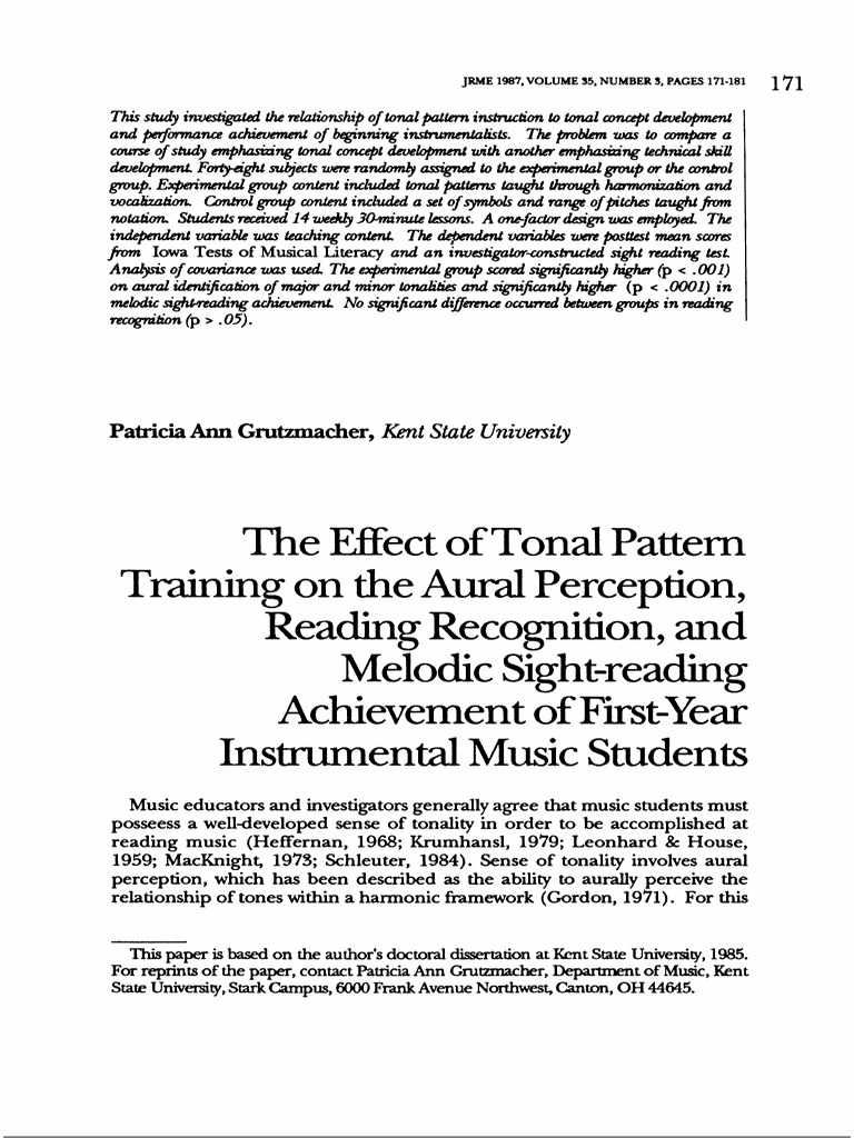Effect of Tonal Pattern | PDF | Perception | Experiment