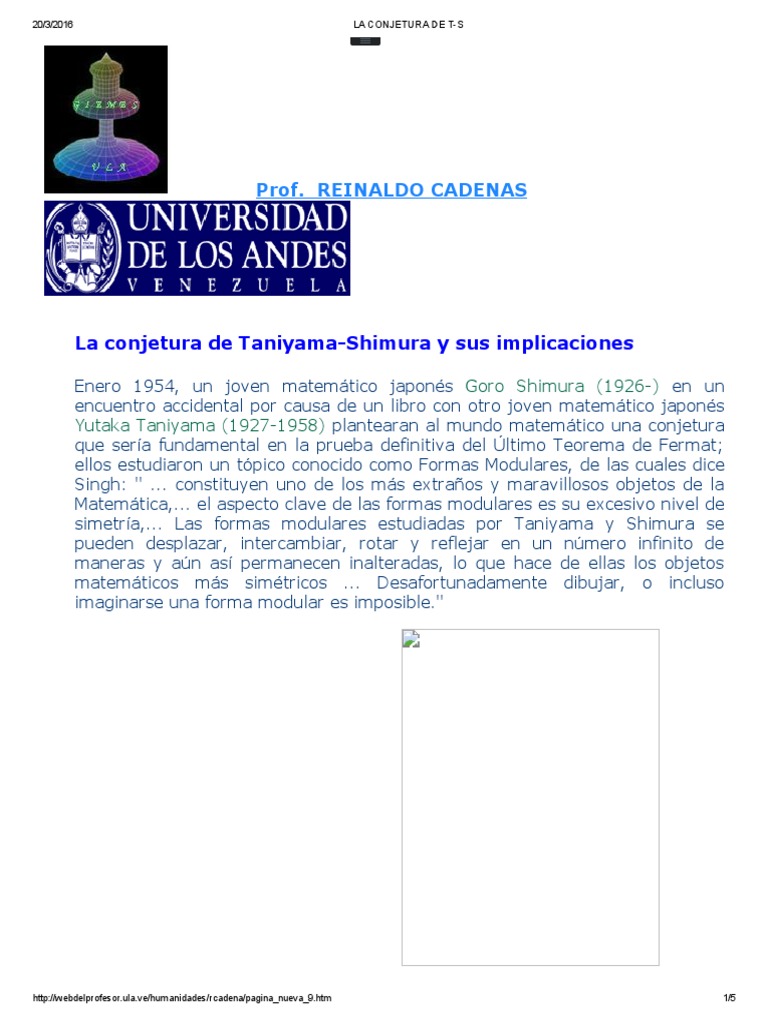 La conjetura de Taniyama­Shimura y sus implicaciones | El último ...